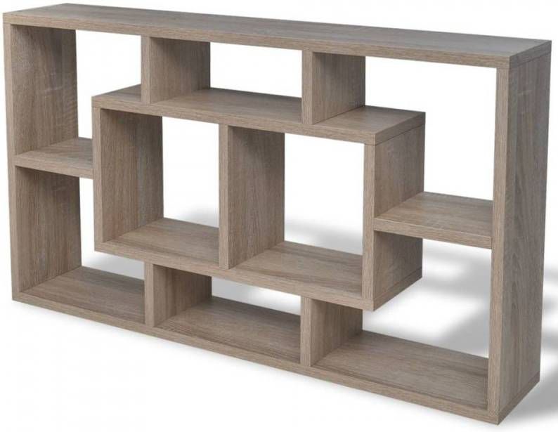 VidaXL Muurkast 8 Compartimenten Eikenkleur - Meubelmooi.nl