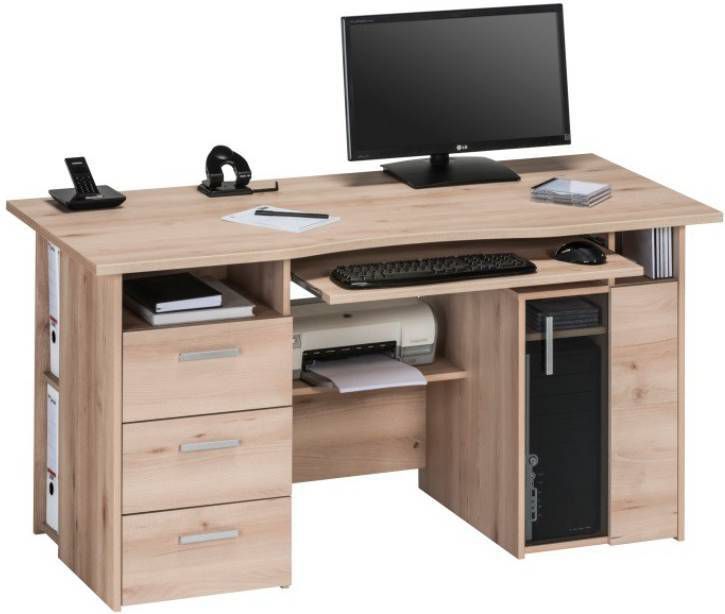 Bermeo Bureau Beemer 144 cm breed in edel beuken - Meubelmooi.nl